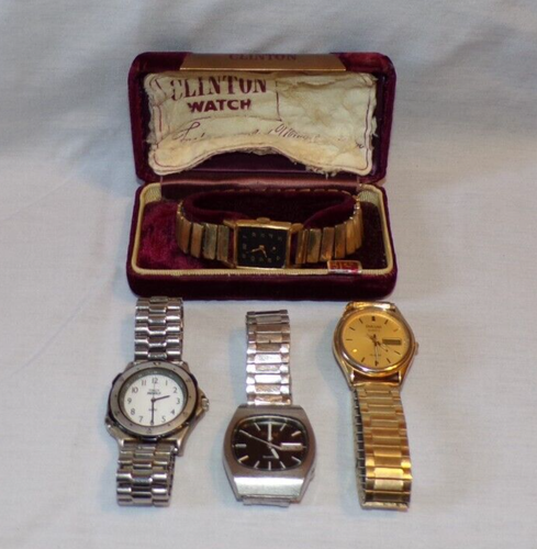 VTG Lot 4 Mens Watches Timex Pulsar Clinton Quartz Alarm Indiglo 376 ...