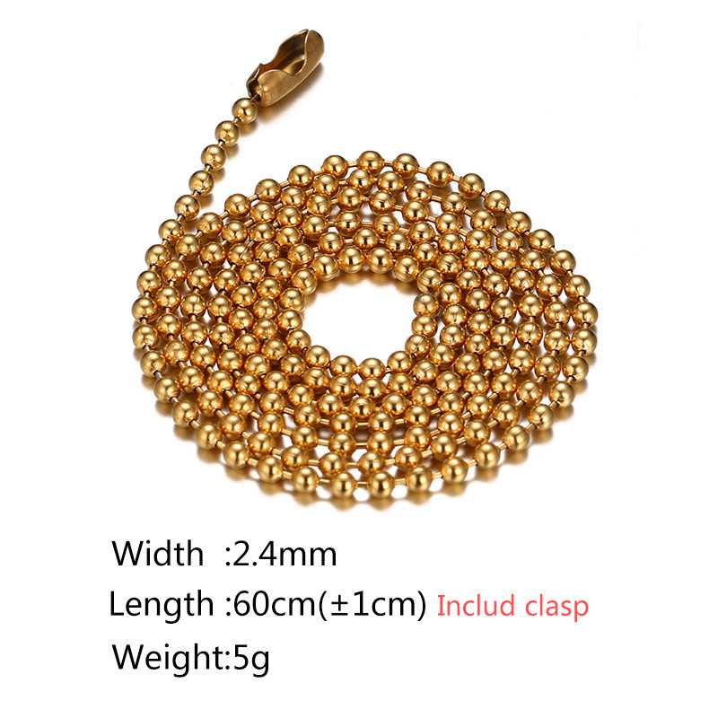 60cm Silver/Gold/Black Clavicle Stainless Steel Ball Chain Women's ...