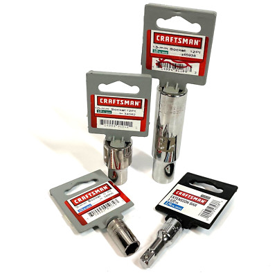 4pc Set CRAFTSMAN China Sockets 10mm 13mm 1/2" Deep 9mm 1/4" 1-1/2" Ext ...