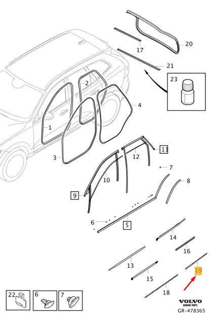 VOLVO XC60 MK2 REAR LEFT DOOR SHELL SEALING STRIP 31693183 GENUINE for ...