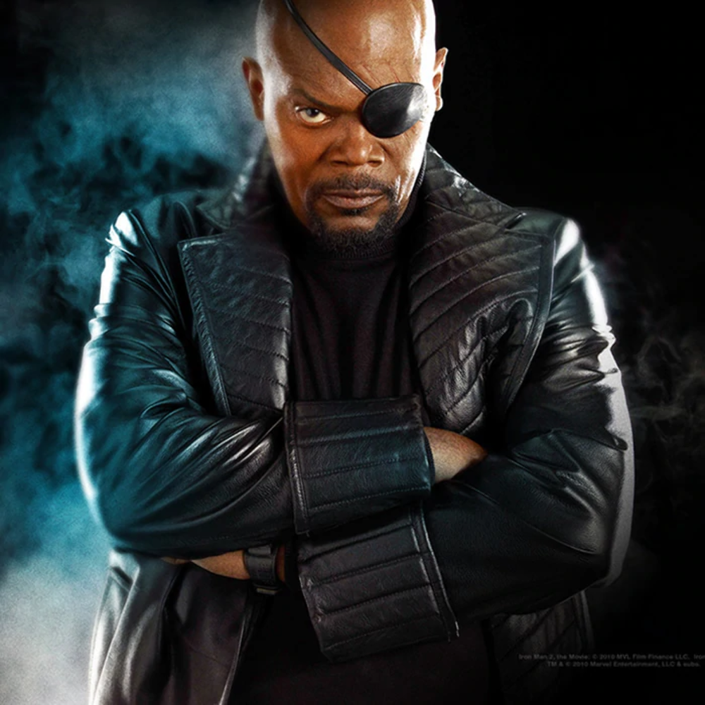MUSEUM REPLICAS Marvel Avengers Nick Fury Black Leather Trench Coat SM ...