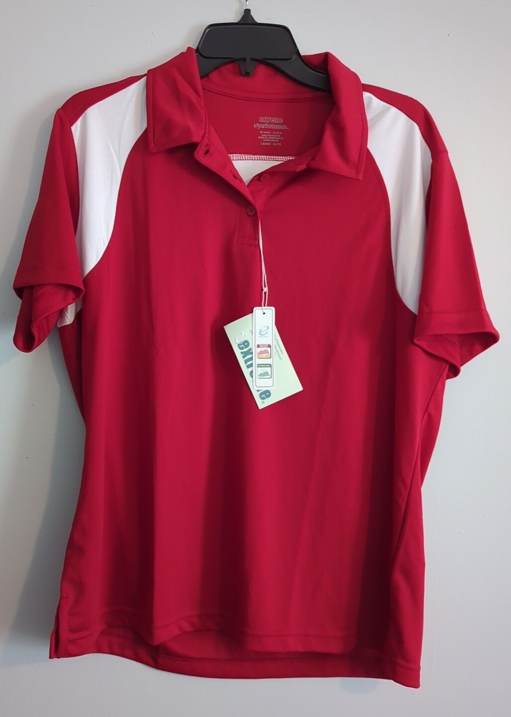 NEW! Extreme Performance Shirt Women's XL UPF 40 Red White Polo Short ...