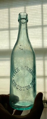 Antique PETER BARMANN Blob Beer Bottle KINGSTON NY Hand Blown ULSTER ...