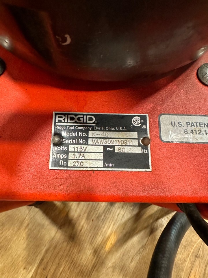 Ridgid Kollman K-40 Corded Sink Drain Cleaning Machine G154 | eBay