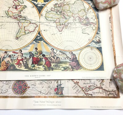 The Known Globe 1667 New World 1600 Map 2 Posters Lot Pieter Goos ...