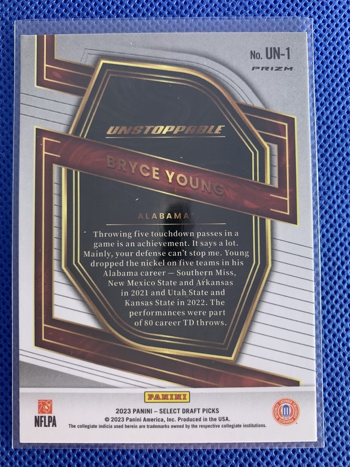 2023 Panini Select Draft Picks Bryce Young Rookie Card Unstoppable ...