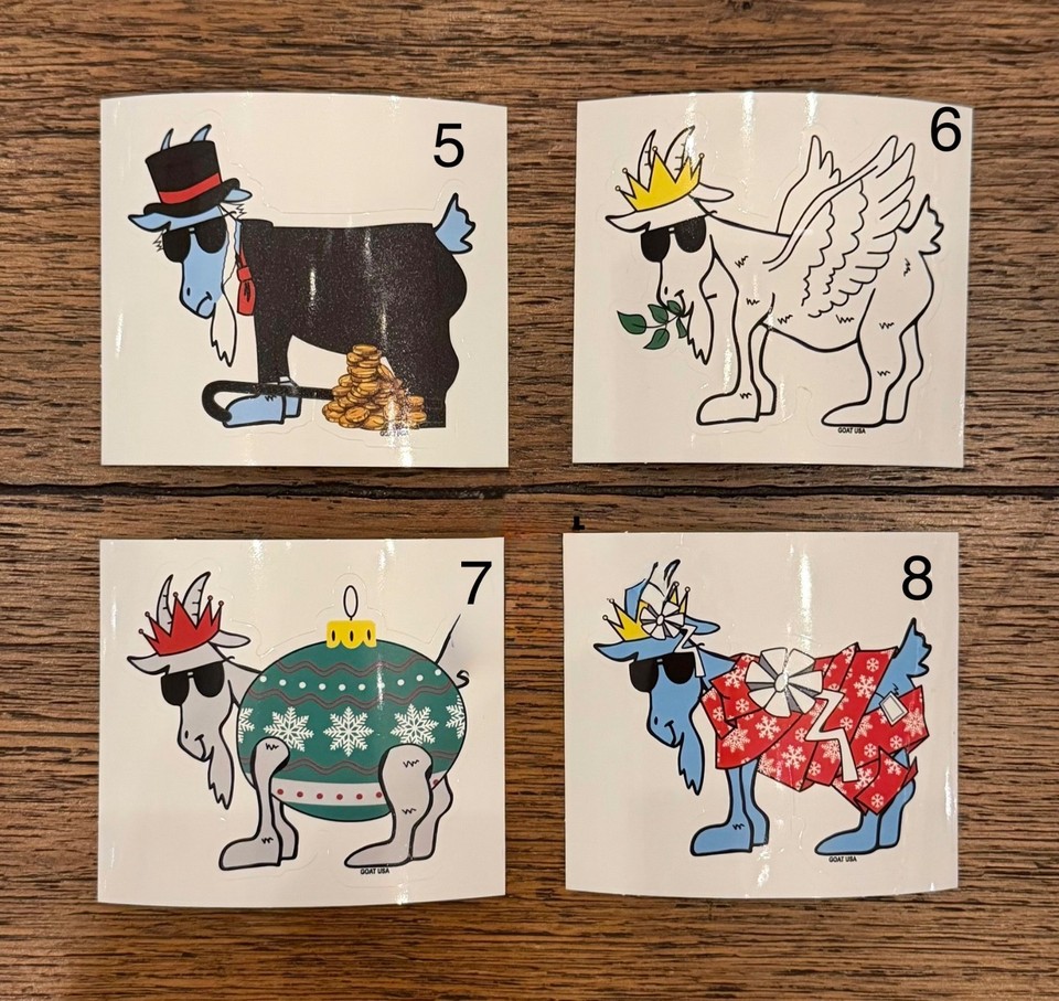 GOAT USA Stickers - Pick your chosen CHRISTMAS GOAT! (20 choices) | eBay