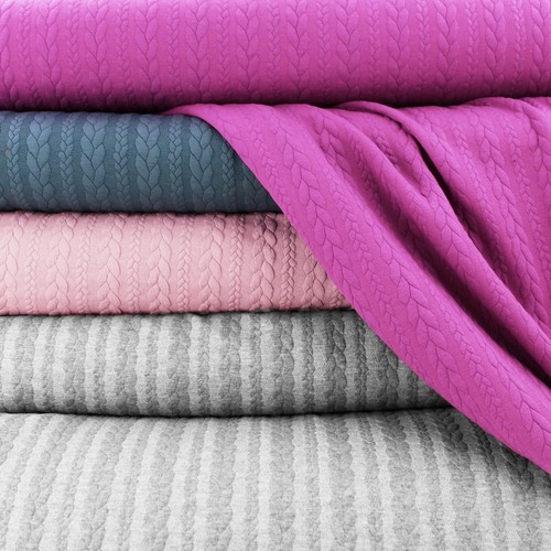 Cable Knit Jacquard Stretch Jersey Ponte Roma Double Braid Pattern ...