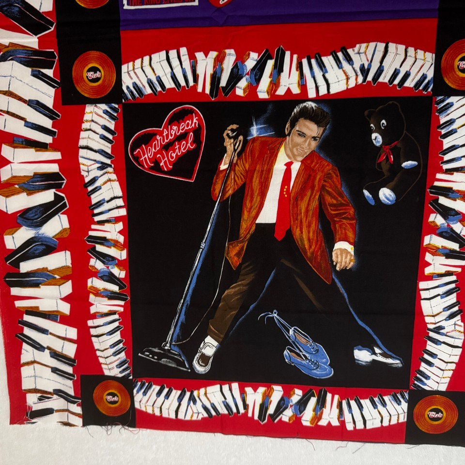 Elvis Pillow Panel Cotton Fabric By the Yard Craft Material Vintage ...