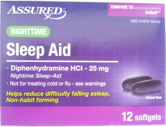 Sleep Aid Sleeping Pills Assured 8 Ct Softgels 50 MG MAXIMUM Strength ...