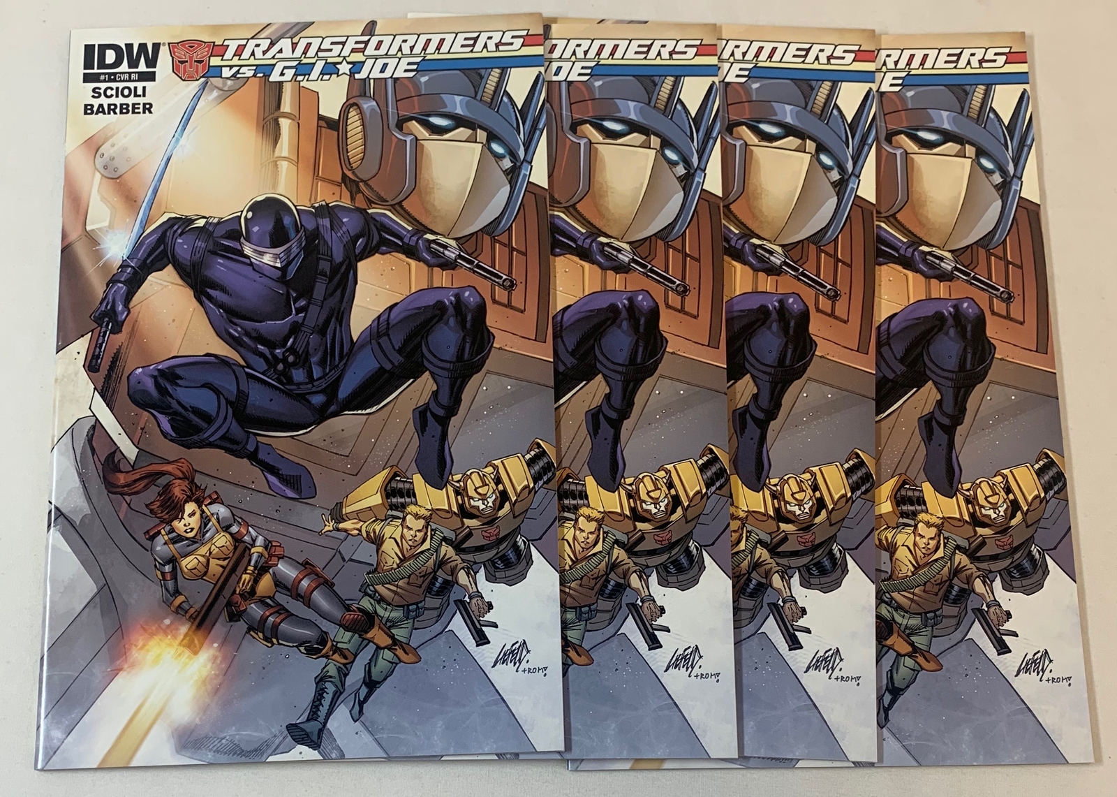 lot of four 2014 TRANSFORMERS VS GI JOE #1 retailer incentive variants ...