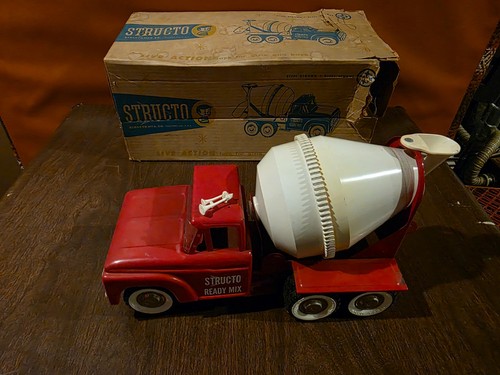 Vintage Structo Ready Mix Concrete Mixer Cement Red Truck | eBay