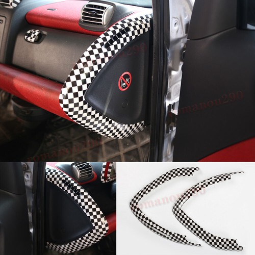 For Smart Fortwo 2008-2015 Black White Grid Center Console Side Cover ...