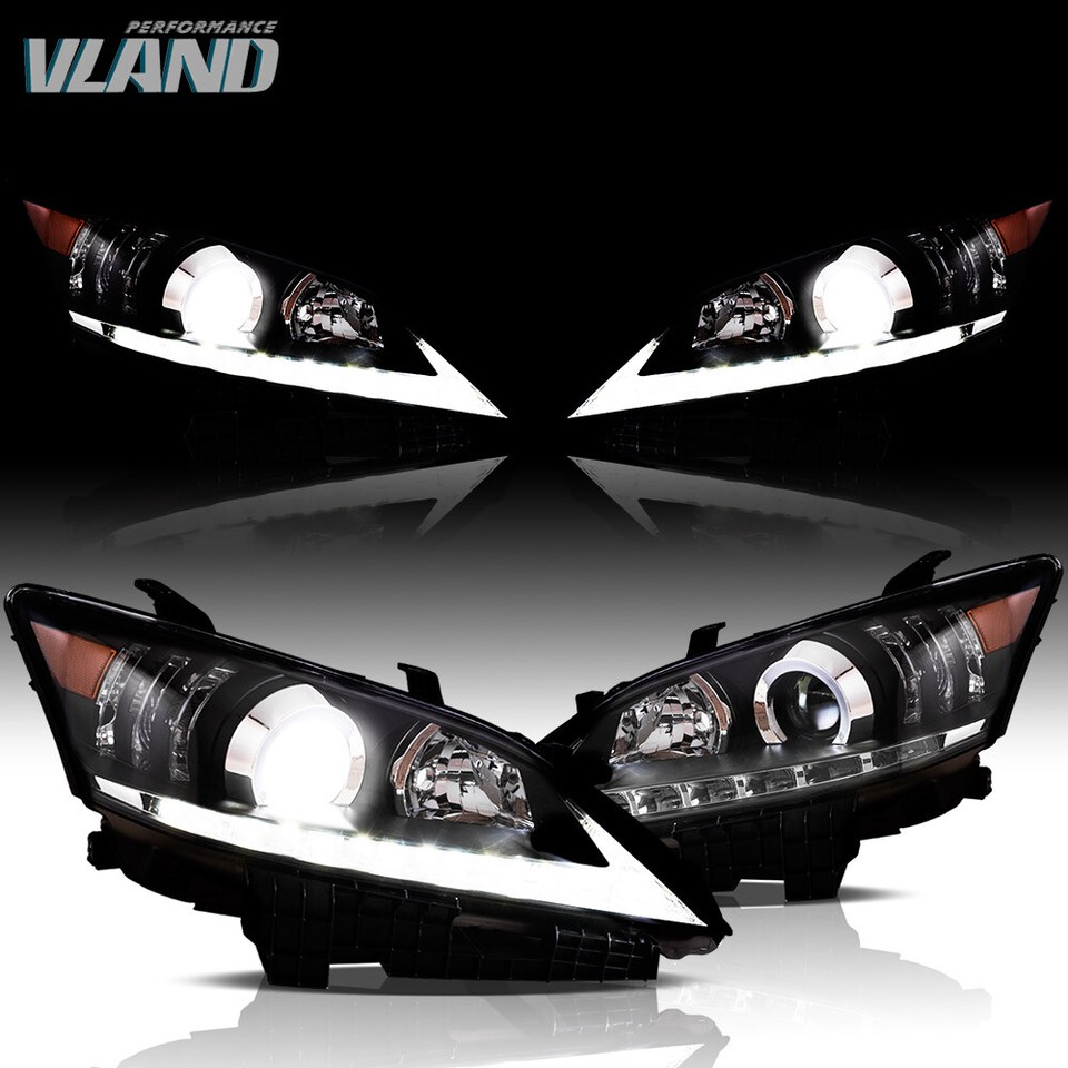VLAND For 2010-2012 Lexus ES350 Xenon HID Headlights Assembly BLACK ...
