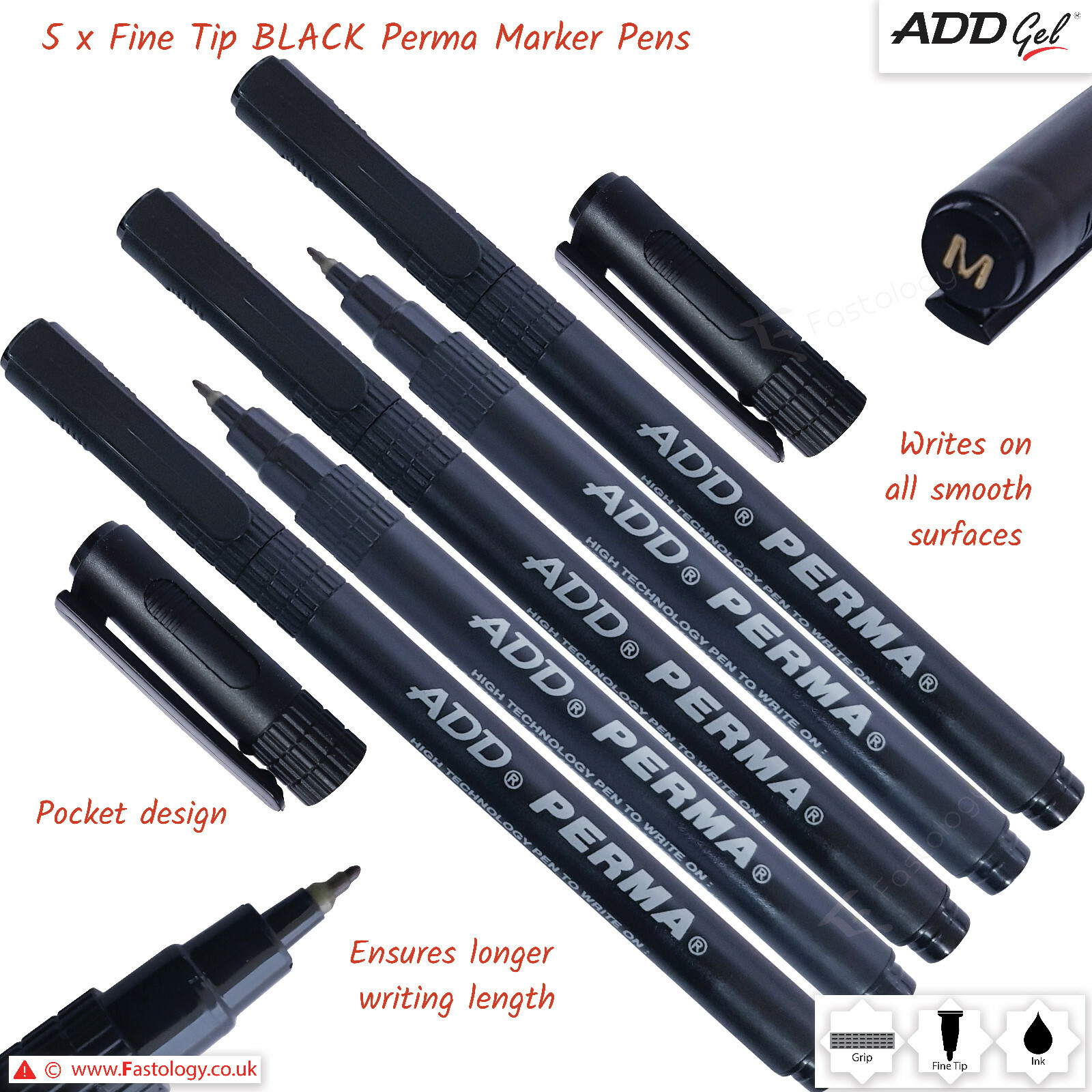 ADD GEL Perma Fine Tip CD DVD OHP Permanent BLACK BLUE RED GREEN Marker ...