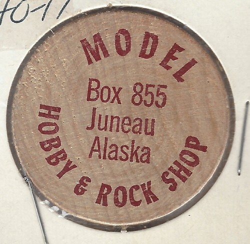 Juneau, Alaska, Model Hobby & Rock Shop, RED Token, Indian Head Wooden ...