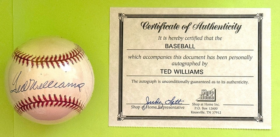 Ted Williams Autograph baseball Boston Red Sox COA HOF Vintage | eBay