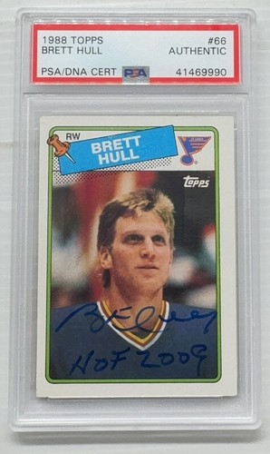 1988-89 Topps Brett Hull Inscribed Rookie Auto Autograph RC #66 PSA ...