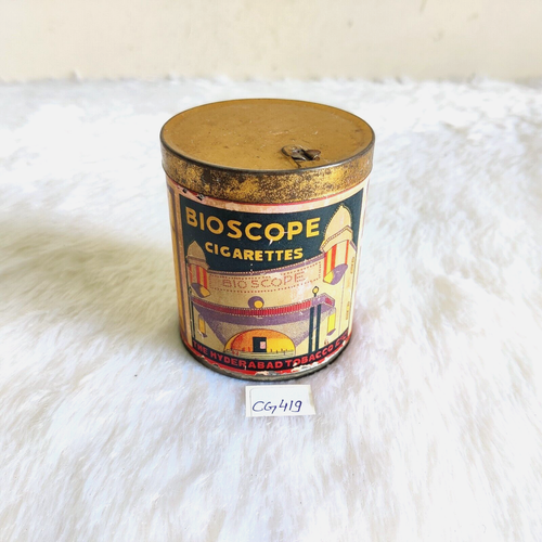 1930s Vintage The Hyderabad Tobacco Bioscope Cigarette Tin Box Round ...