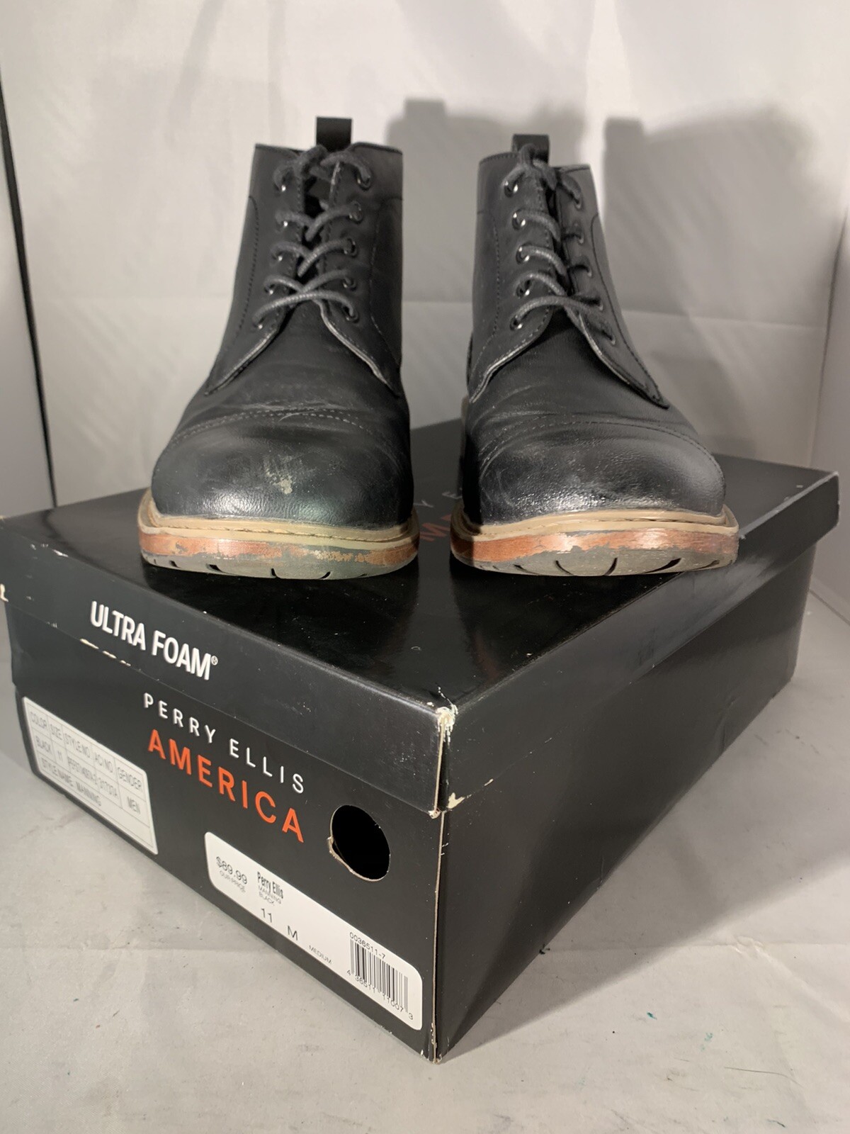 PERRY ELLIS AMERICA Men's Black MANNING Designer Boot… - Gem