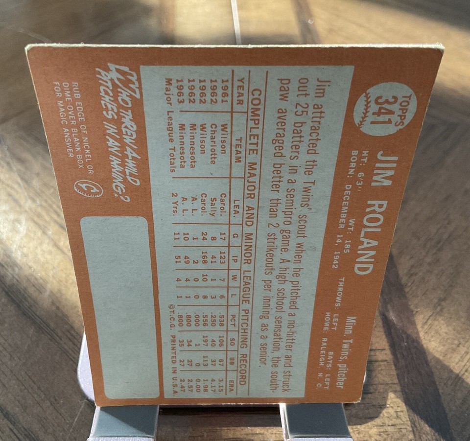 1964 Topps #341 Jim Roland | eBay