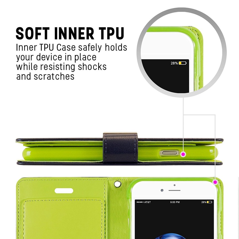 For iPhone 7+ / 8+ PLUS - Premium Rich Diary Leather Card ID Wallet ...