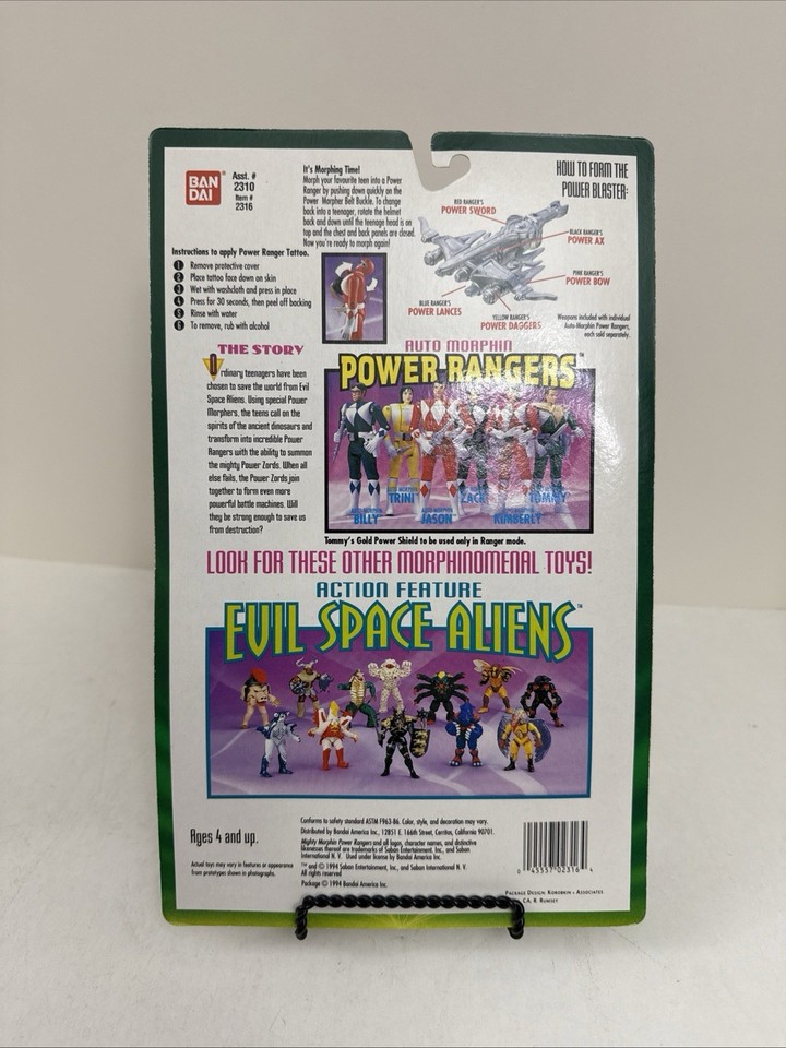 1994 Mighty Morphin Power Rangers Tommy Green Ranger Auto Morphin New ...