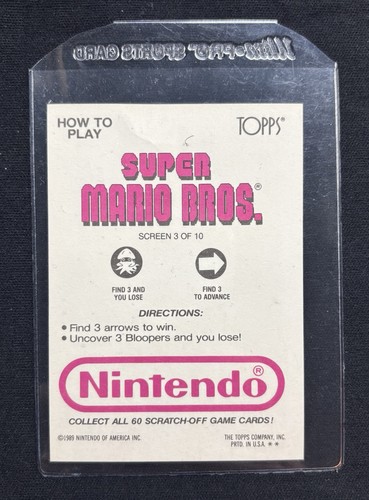 1989 Topps Nintendo Super Mario Bros. scratch-off card, specifically ...