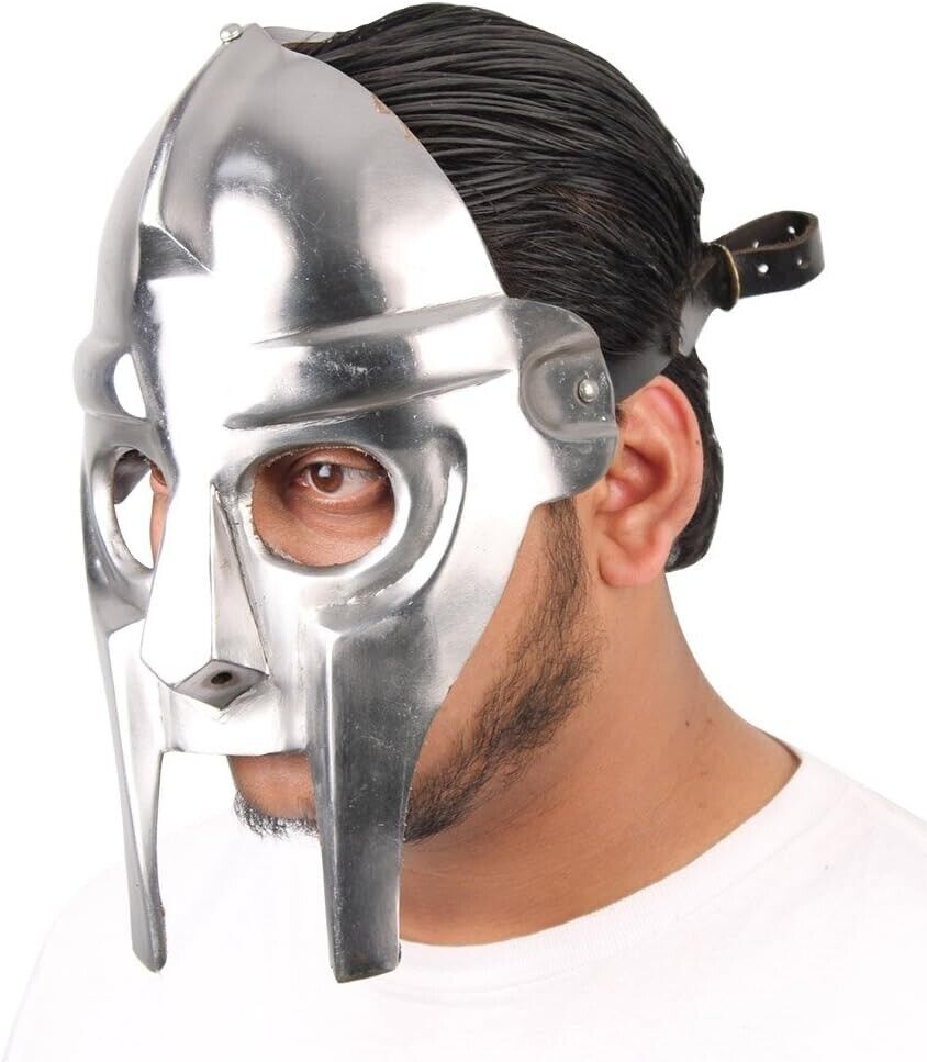 Medieval Super Villian MF Doom Mask Steel Leather LARP Underground ...