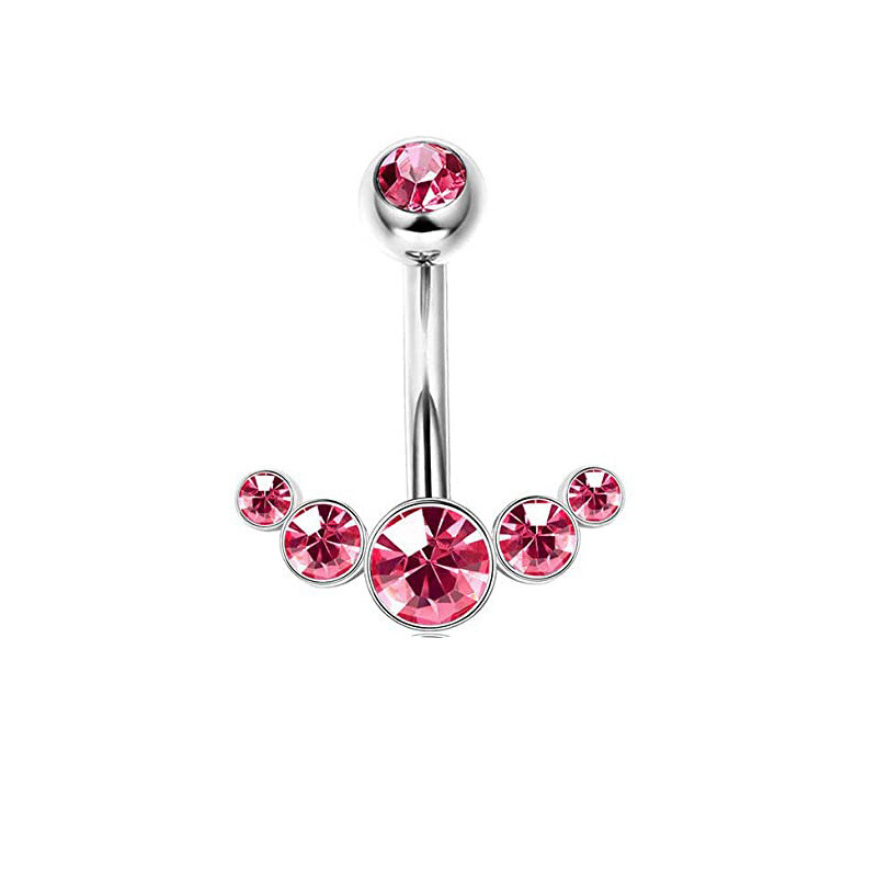 Pink Heart Belly Navel Button Bar Barbell Body Bar Body Piercing CZ ...
