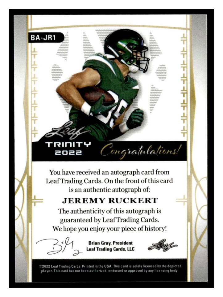 JEREMY RUCKERT 2022 LEAF TRINITY AUTOGRAPH /49 AUTO | eBay
