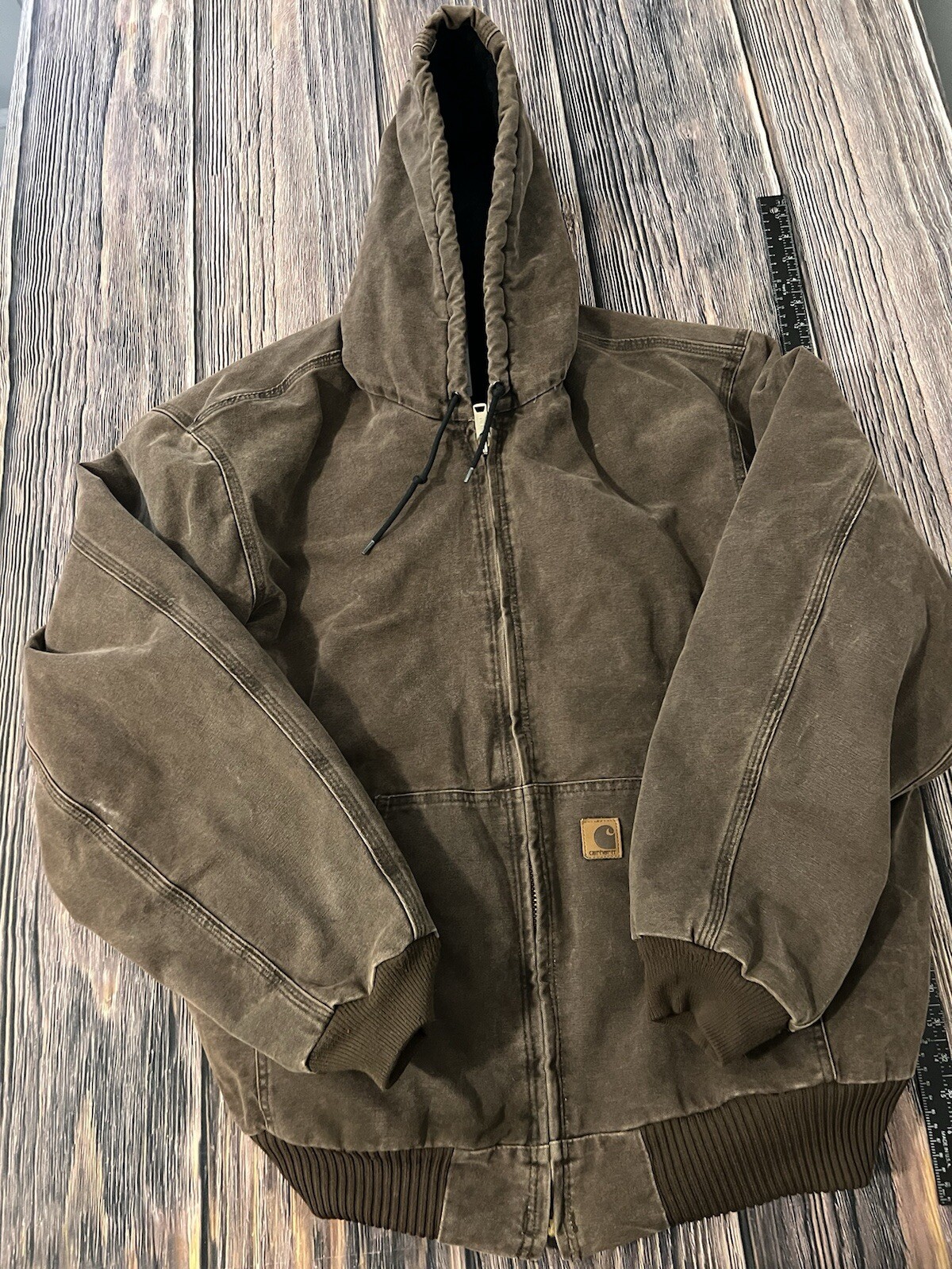 Carhartt J130 Brown Quilted Washed Duck Hooded Jacket… - Gem