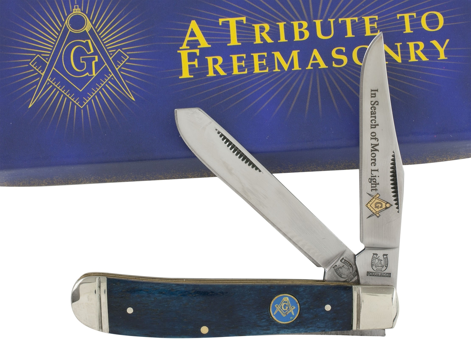 Rough Rider Masonic Blue Smooth Bone Trapper Folding Pocket Knife ...