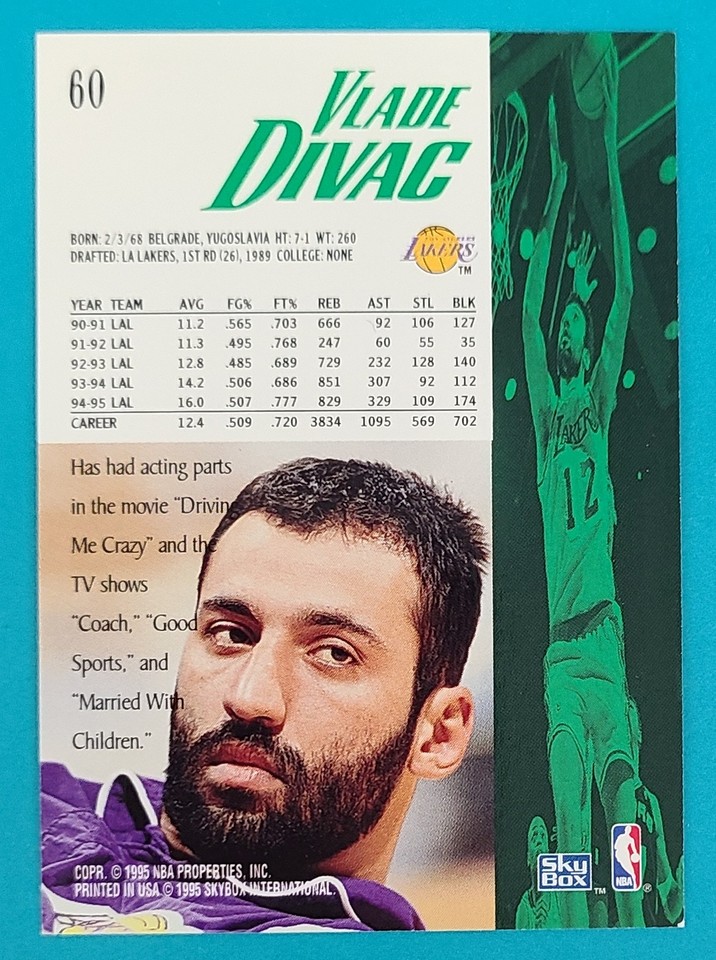1995-96 SkyBox Premium #60 Vlade Divac Los Angeles Lakers BASKETBALL ...