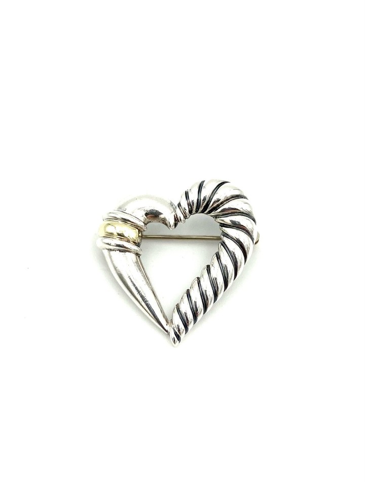 David Yurman 14k Yellow Gold 925 Sterling Silver Nautical Heart Pin ...