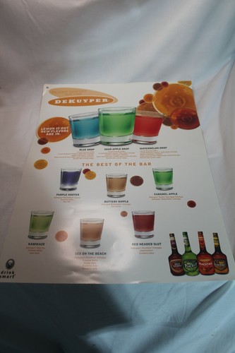 Dekuyper Schnapps Liqour Bar Sign Mixology Cocktail Mixed Drinks Chart ...