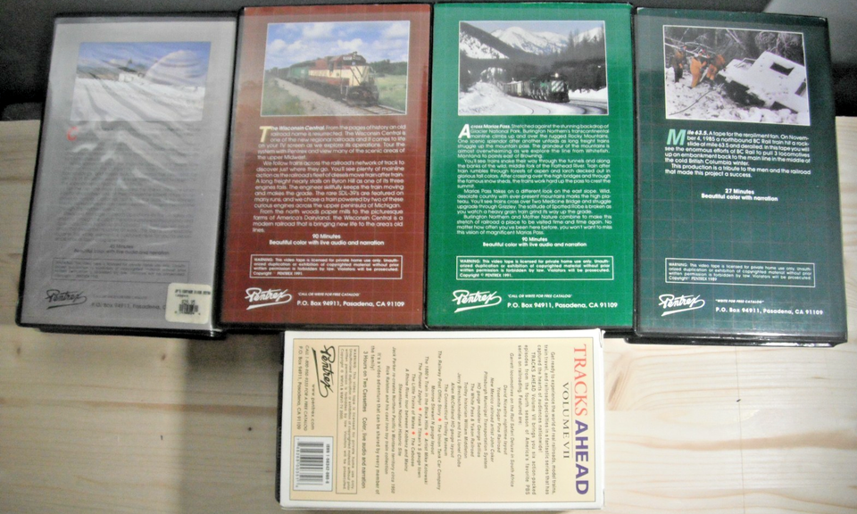 Pentrex VHS RAILROAD TRAIN VHS Video Tapes FIVE TAPES In Cases | eBay
