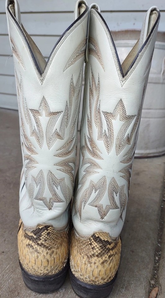 Tony Lama Genuine Python Snakeskin Leather Cowboy Boots | eBay