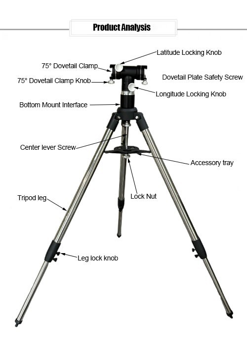 Skyoptikst Heavy-Duty Steel Tripod with a calibrated & Accessory Tray ...