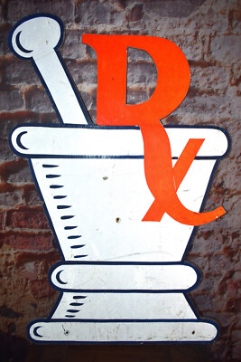 Vintage Drug Store Pharmacy RX Prescription Mortar & Pestle Advertising ...