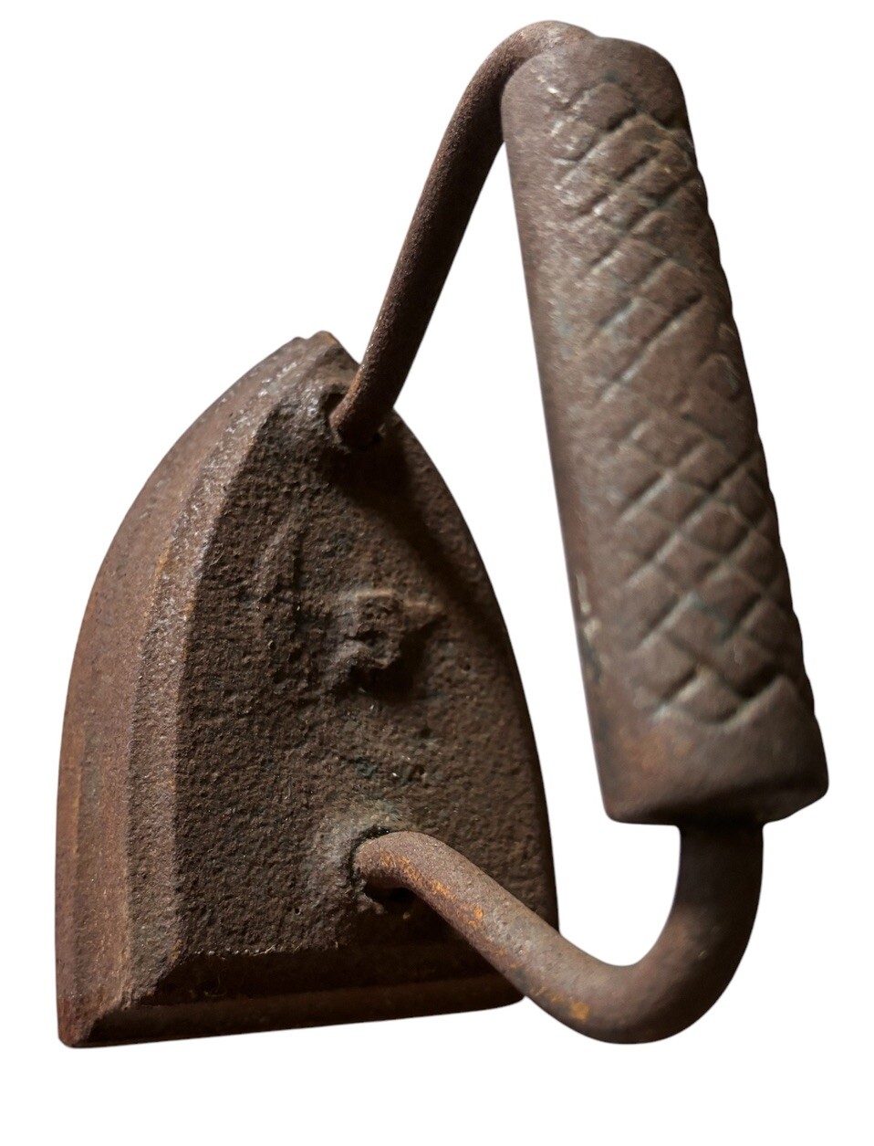Antique 5 Lbs Cast iron Clothes Iron Cross Hatch Handle Rusty | eBay