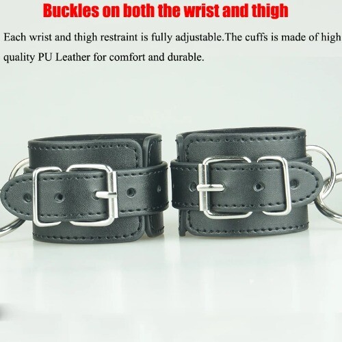 Adult Wrist&Ankle Cuff Handcuff Binding Set Leg Strap Locking Arm To ...