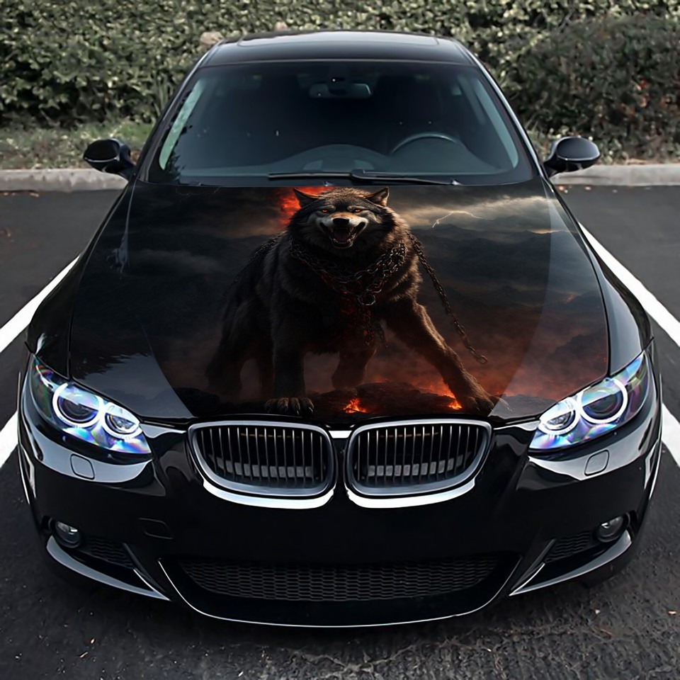 Angry Wolf Car Hood Wrap Decal Vinyl Sticker Graphic For Car and Truck ...