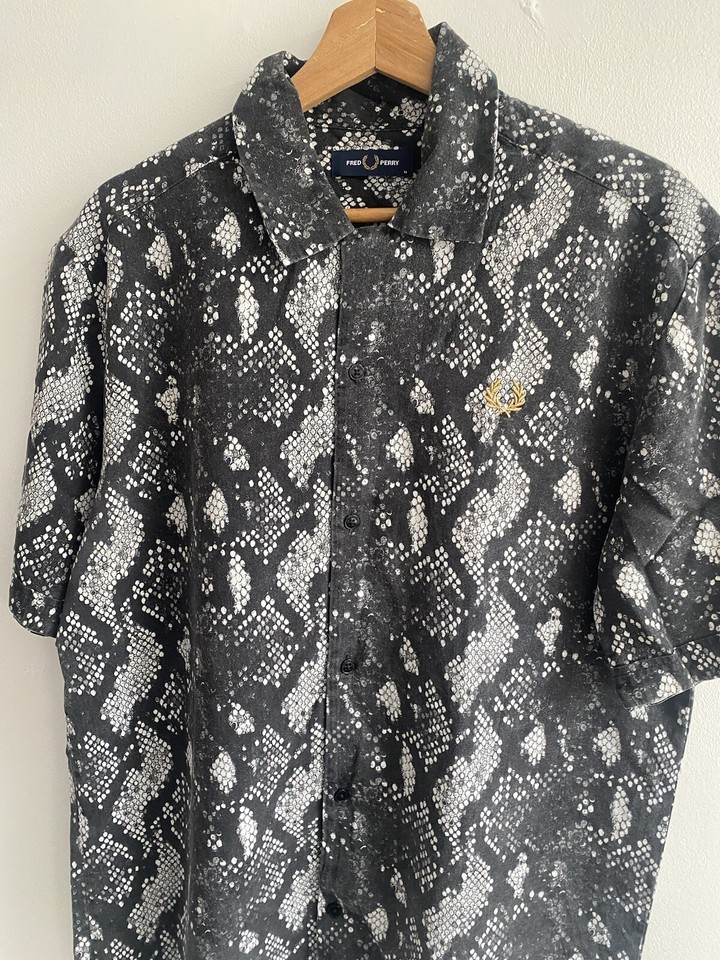 Fred Perry Shirt Mens Medium Black Snakeskin Ska Mod Scooter 60s ...