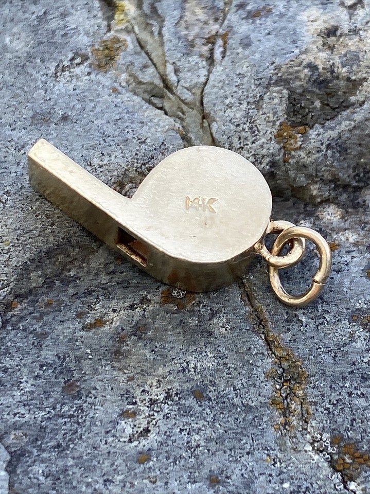 Vintage 14K Yellow Gold Working Whistle Charm | eBay