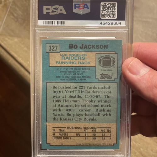1988 Topps #327 Bo Jackson (RC) PSA 9 Super Rookie Legend 🔥 Centered ...