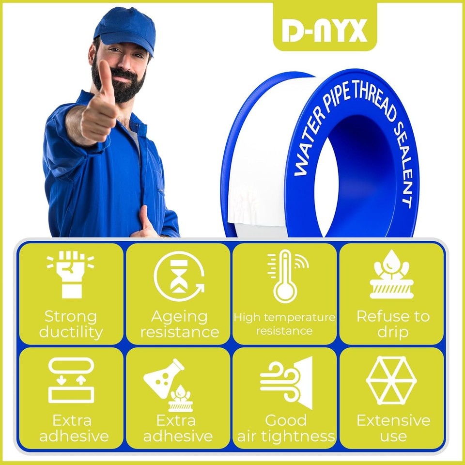 Teflon Tape 4 Rolls 1/2 Inch x 520 Inches PTFE Thread Seal Water ...