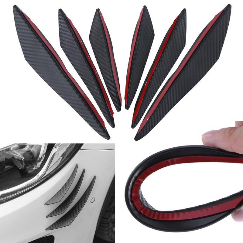 6x Car Front Bumper Carbon Fiber Color Fins Spoiler Wings Air Knife ...