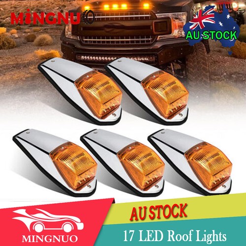 5x Roof Lights 17 LED Clear Amber Cab Top Running Truck Marker Warn ...