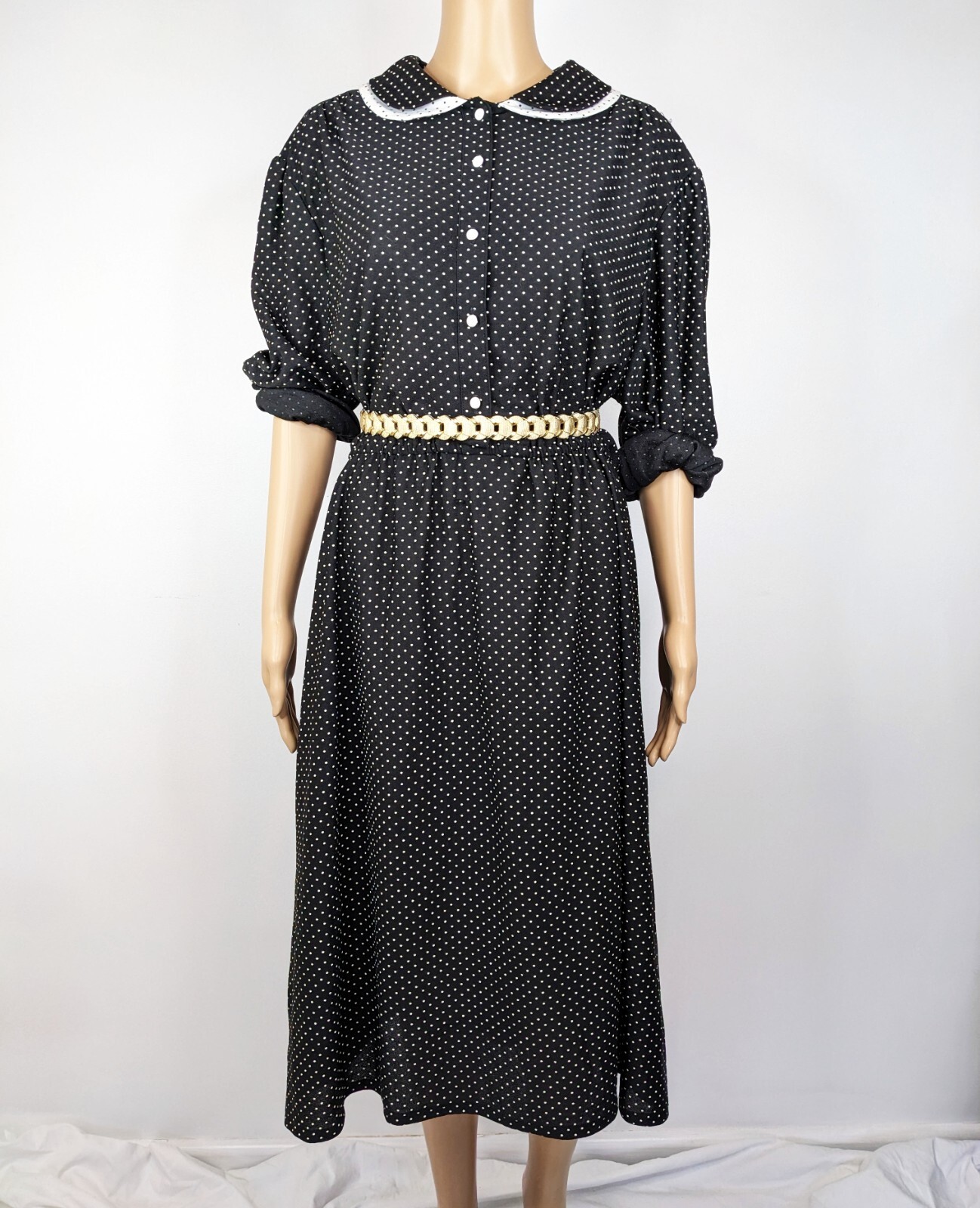 80s Vintage Jen Jen New York Black White Polkadot Mid… - Gem